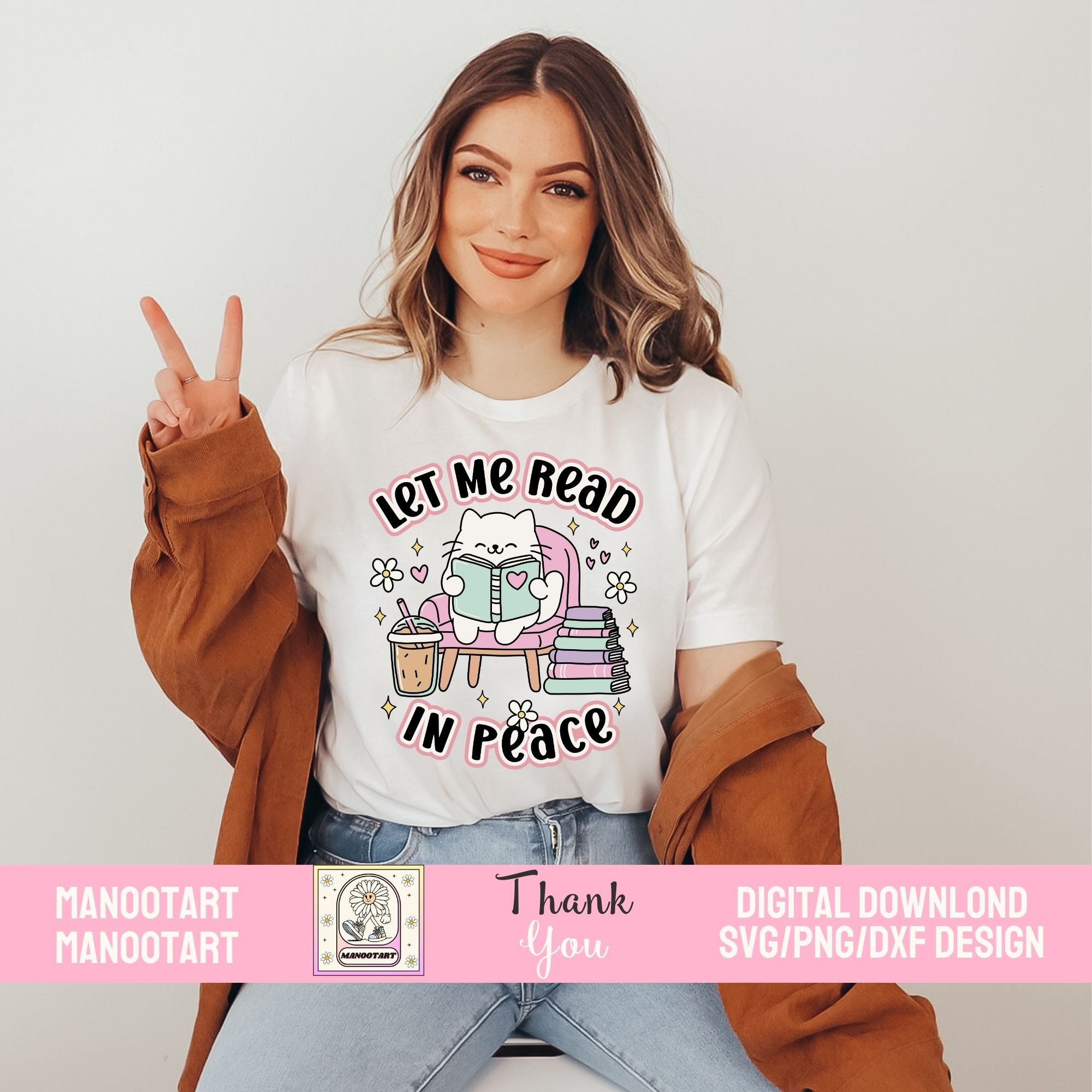 Let Me Read in Peace Svg Png Shirt,cat Reading Book Svg,coffee Mug Svg ...