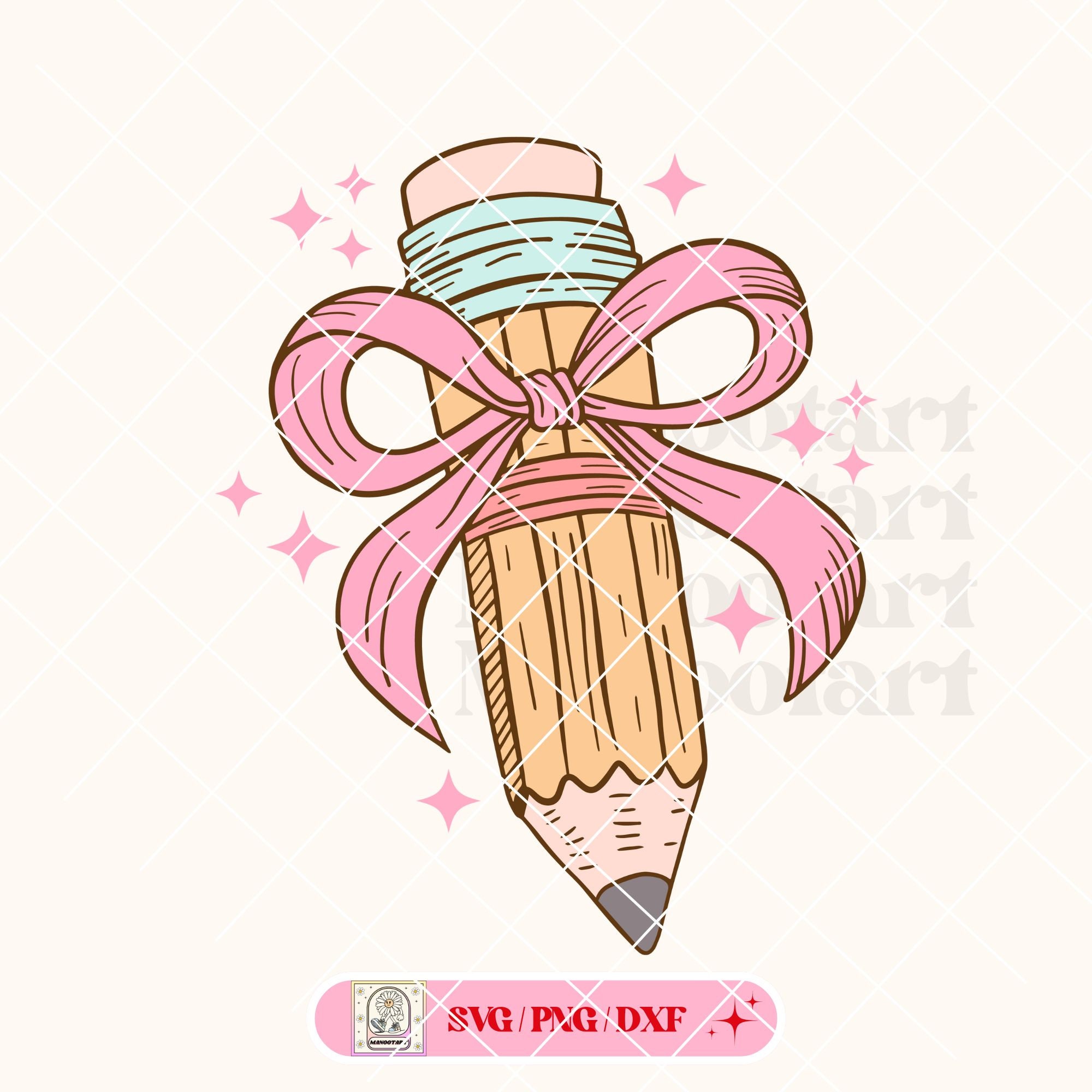 Coquette Bow Pink Teacher Png,pencil Bow Teacher for Name,teacher Life ...