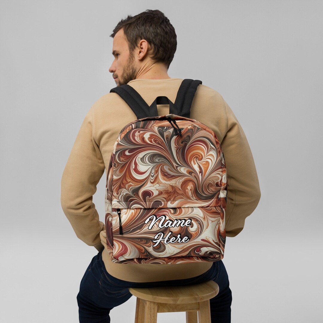 Personalized Marbled Backpack, Custom Name Luxurious School Bag ...