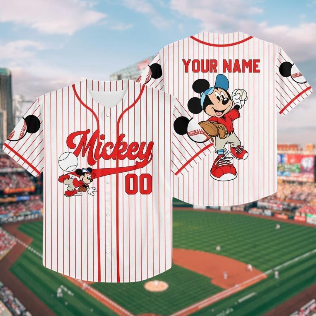 Personalized Mickey Mouse Baseball Jersey, Custom Name & Number, Kid ...