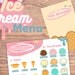 Ice Cream Shop Menu for Dramatic Play Area - PDF Printable File - Etsy