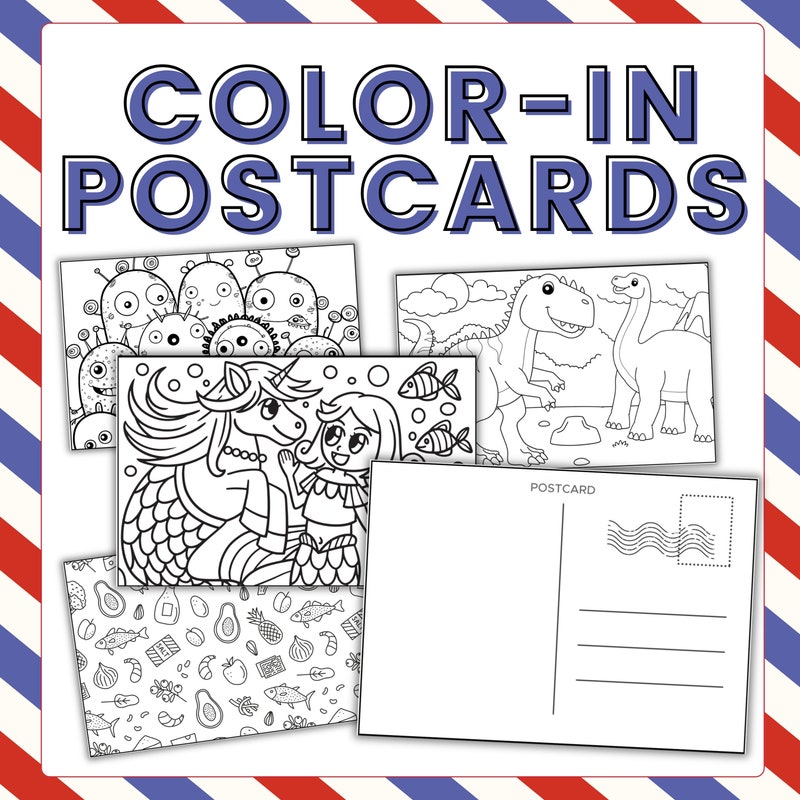 Coloring Postcards - Etsy