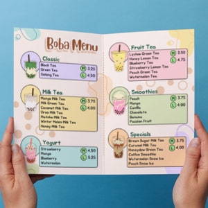 Boba Menu for Dramatic Play Area - PDF Printable File - Etsy