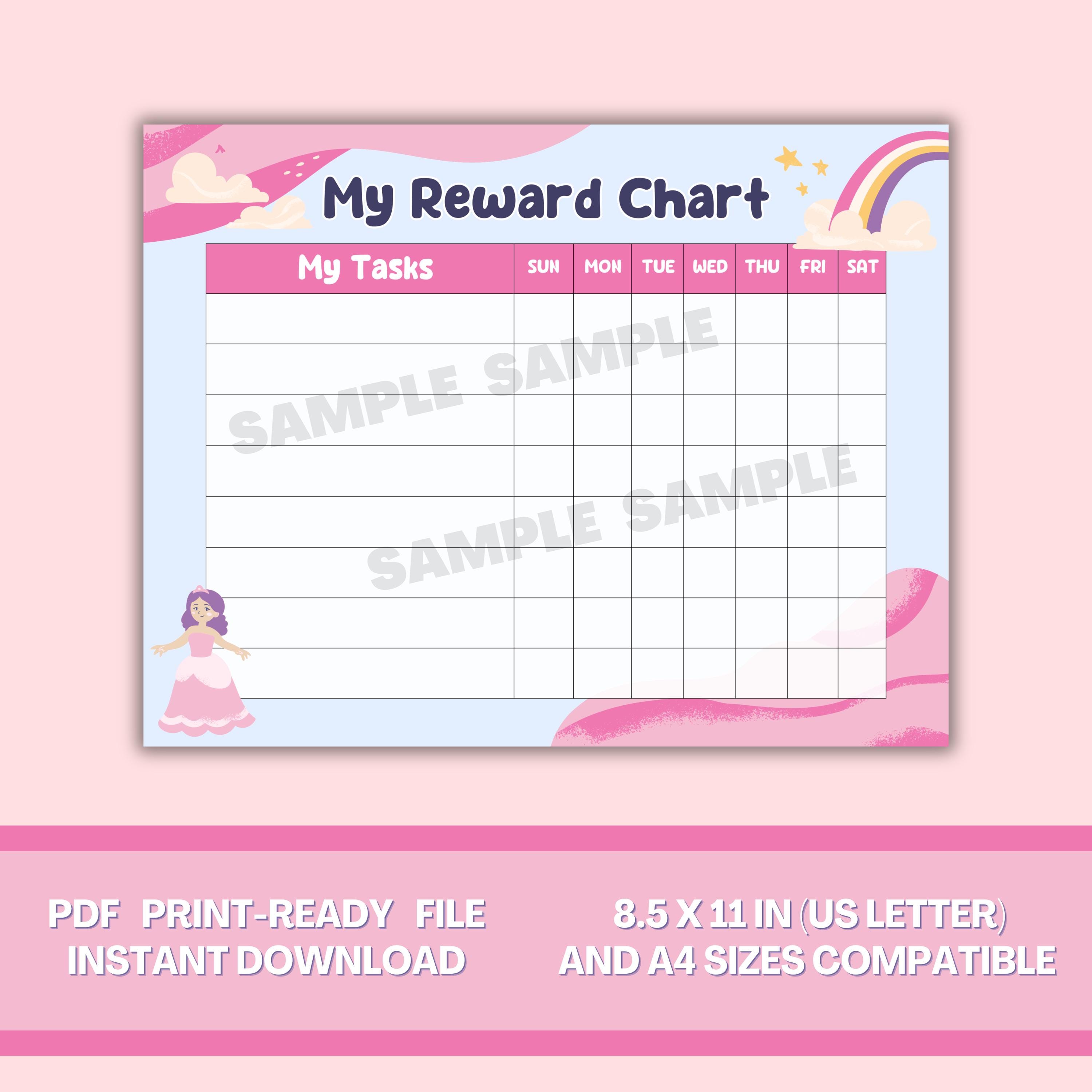 Princess Reward Chart PDF Printable File - Preschool, Kindergarten ...