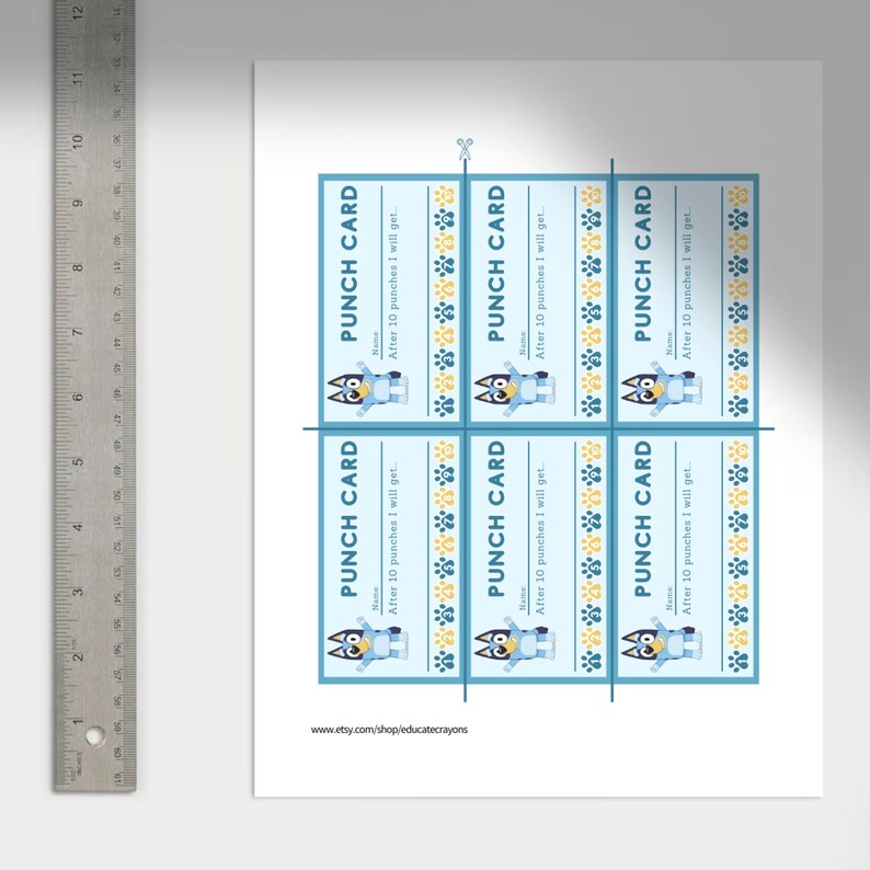 Bluey Punch Cards Reward System for Kids PDF Printable File Instant ...