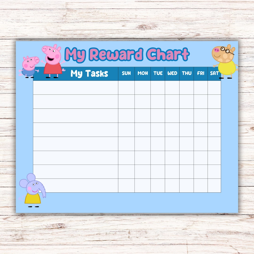 Peppa Reward Chart PDF Printable File - Preschool, Kindergarten ...