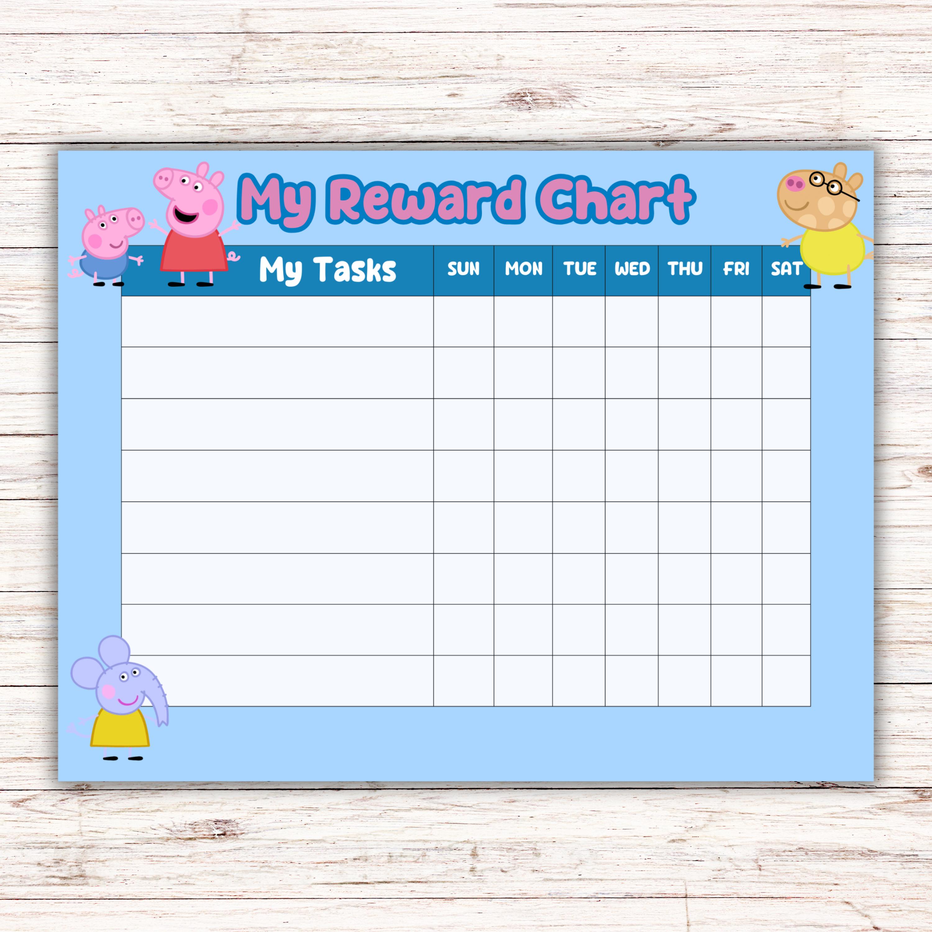 Peppa Reward Chart PDF Printable File Preschool, Kindergarten ...