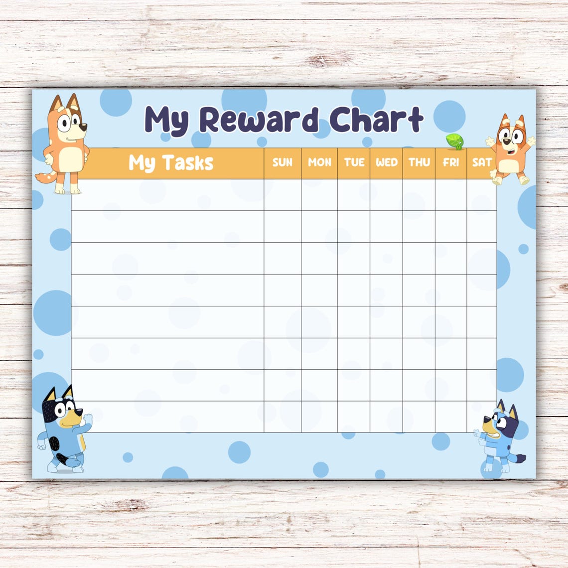 Bluey Reward Chart PDF Printable File - Preschool, Kindergarten ...