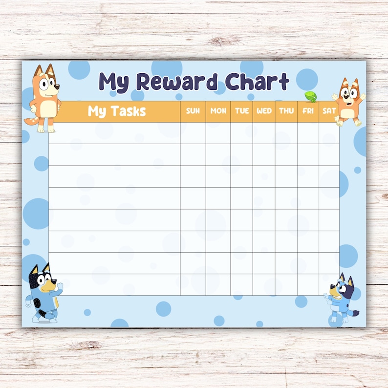 Bluey Reward Chart PDF Printable File - Preschool, Kindergarten ...