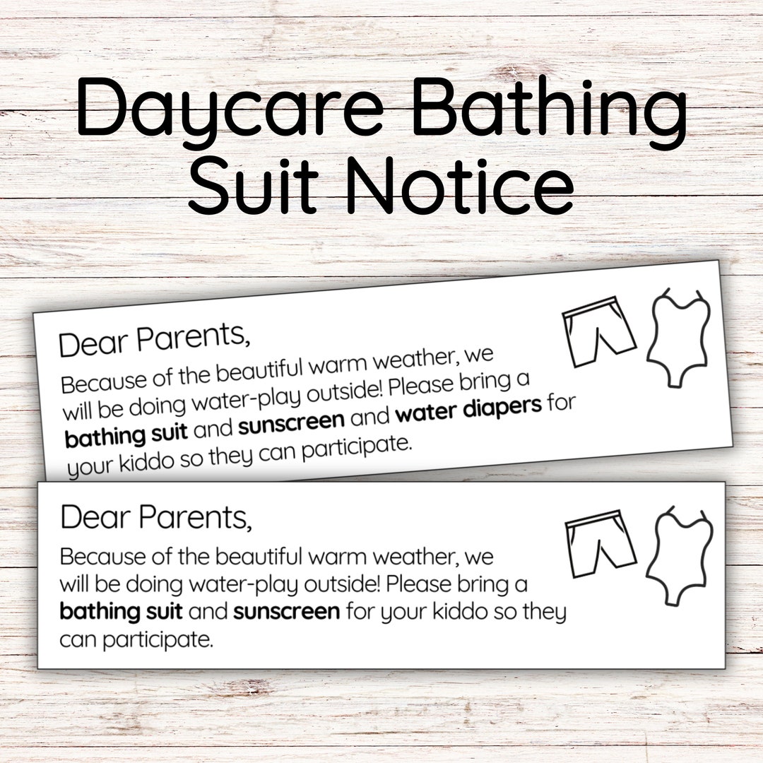 Childcare Bathing Suit Notices for Your Classroom - Note to Parents ...