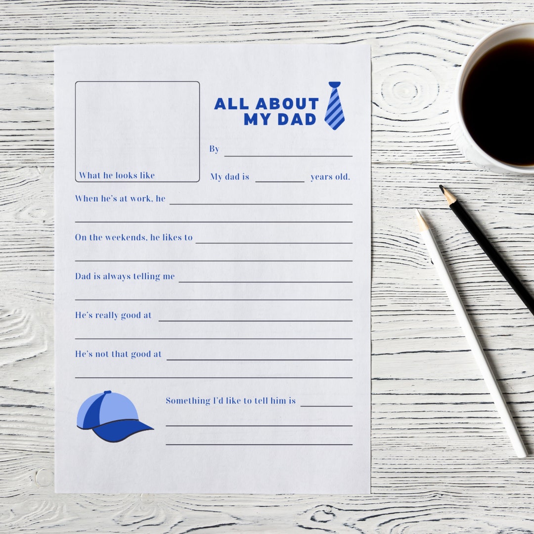 Fathers Day Questions - All About My Dad; PDF Printable File, Instant ...