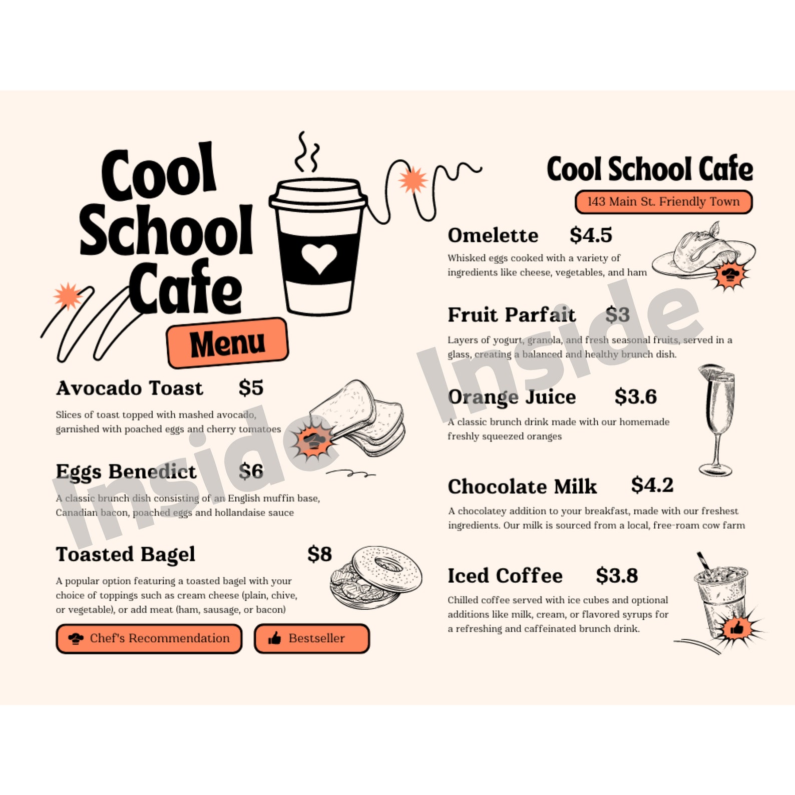 Cool School Cafe Menu for Dramatic Play Area - PDF Printable File - Etsy