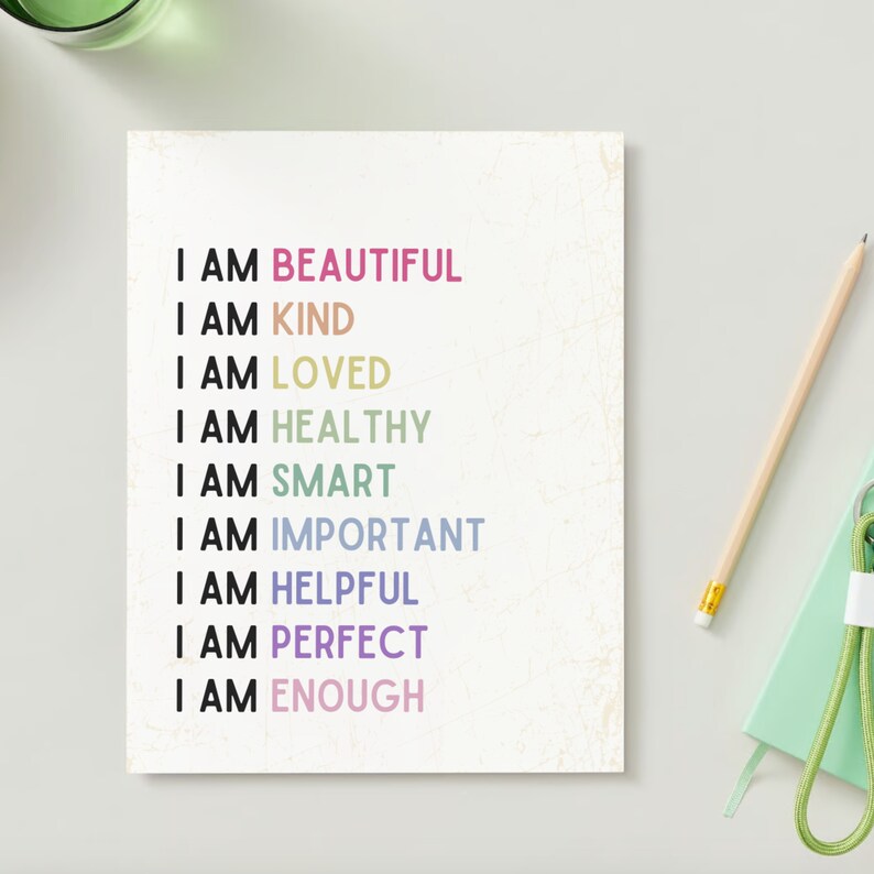 Affirmation Poster for Kids PDF Printable File - Etsy