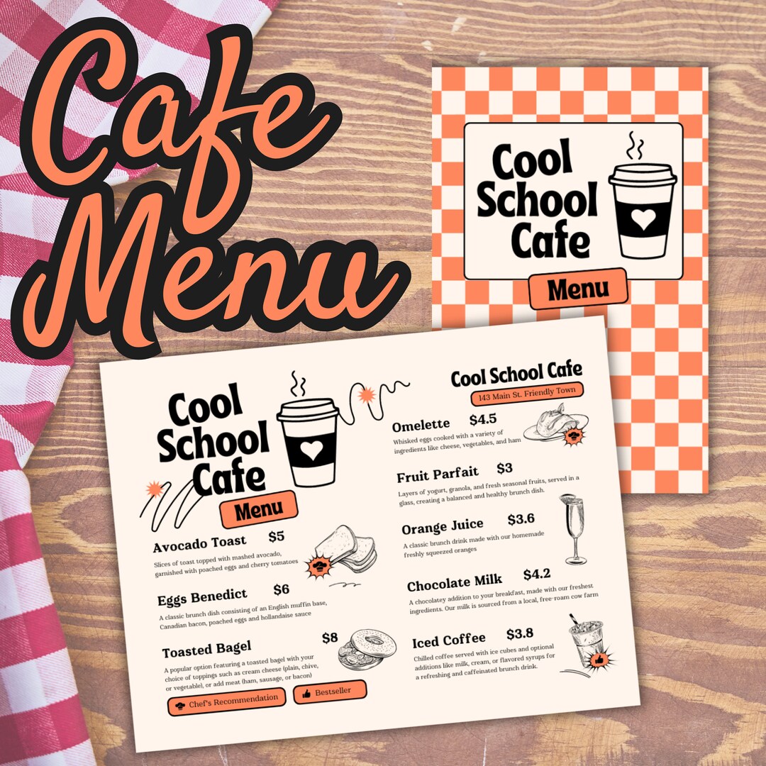 Cool School Cafe Menu for Dramatic Play Area - PDF Printable File - Etsy