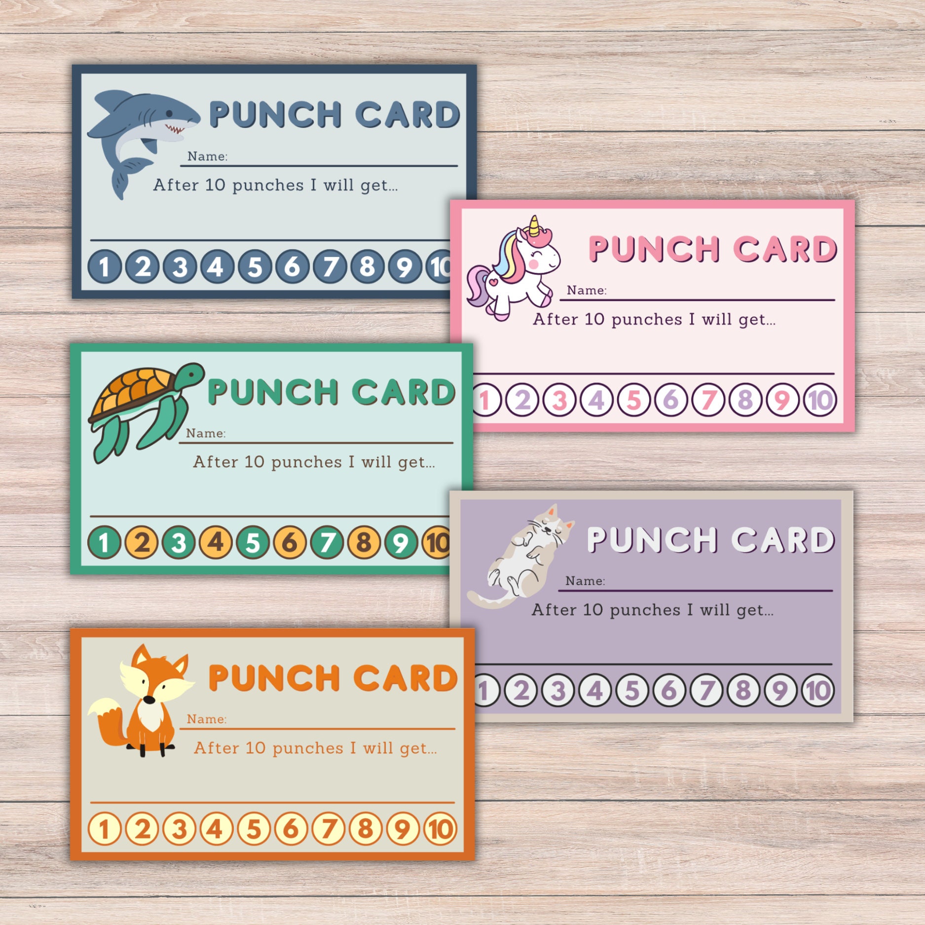 Animal Punch Cards - Reward System for Kids; PDF Printable File - Etsy