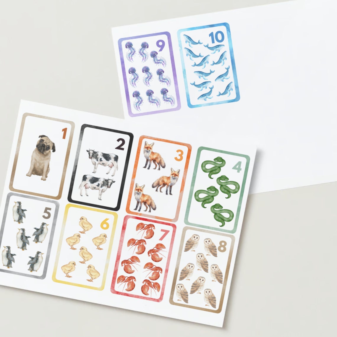Watercolor Animal Alphabet & Numbers Flash Cards for Preschool and ...