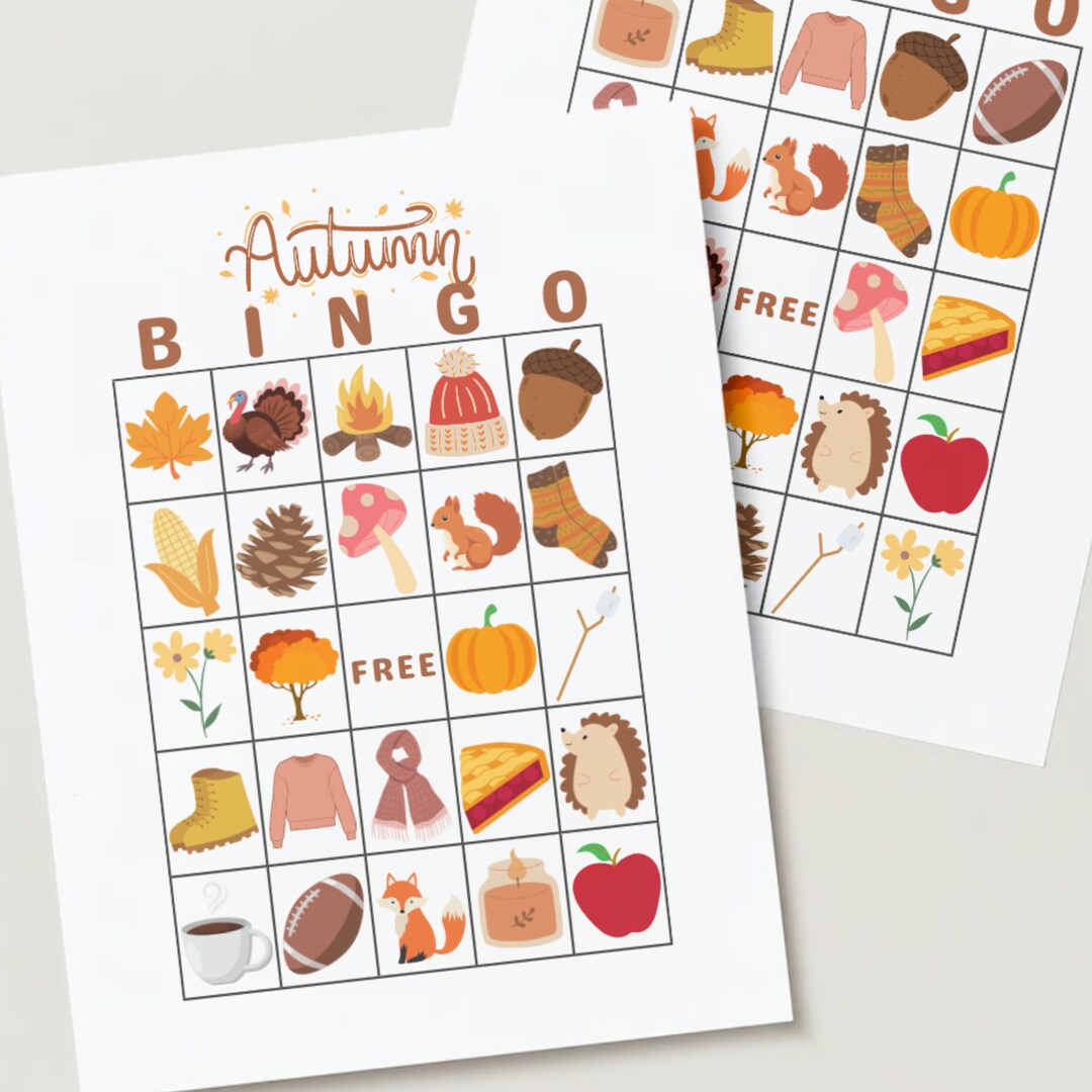 20 Unique Autumn Themed BINGO Cards Preschool, Kindergarten, Elementary ...