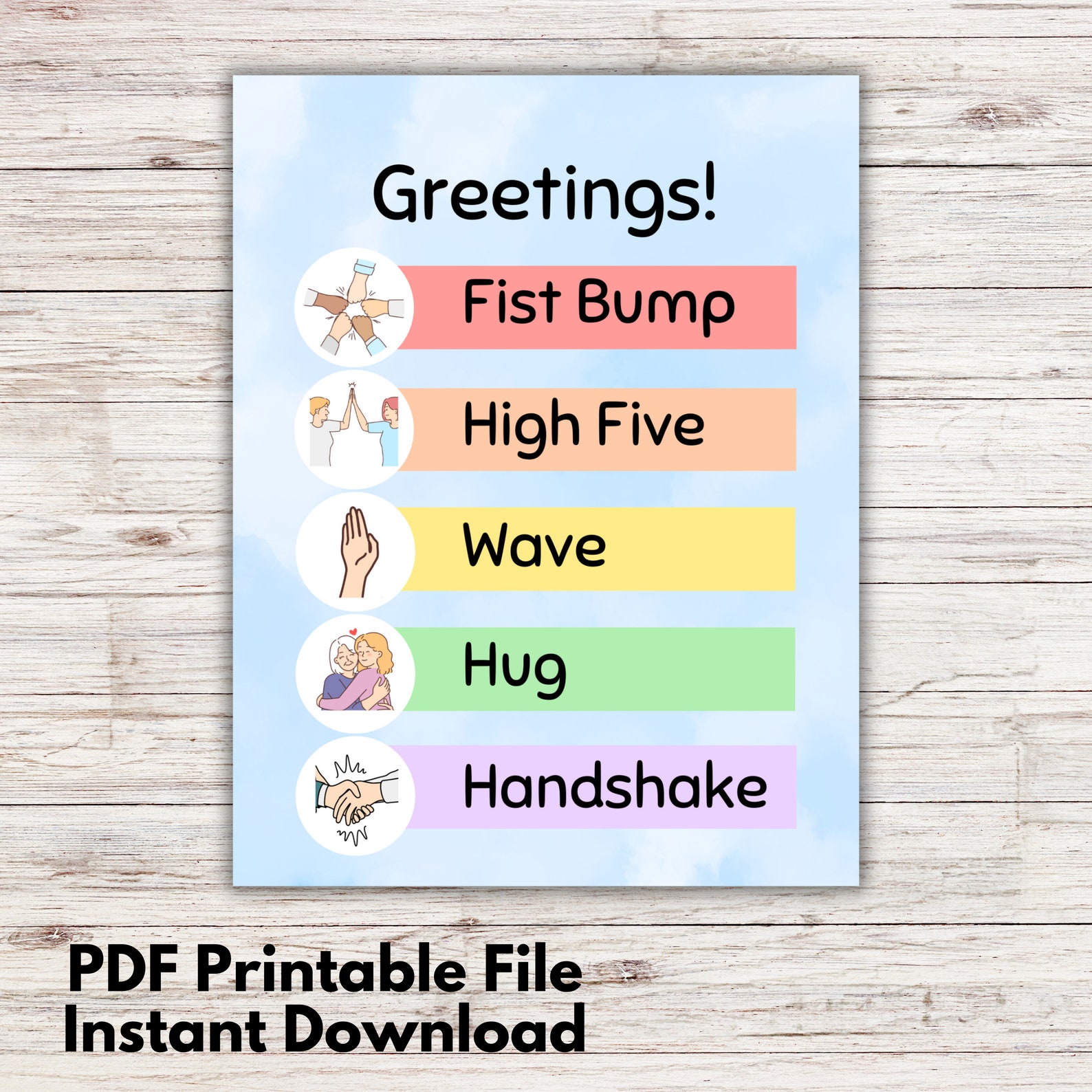 Greetings Poster for Your Classroom - PDF Printable File - Etsy