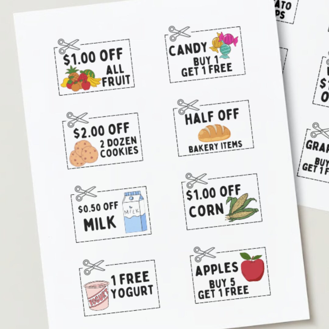 Coupon Clippings for Kid's Pretend Play Wallet or Purse - PDF Printable ...