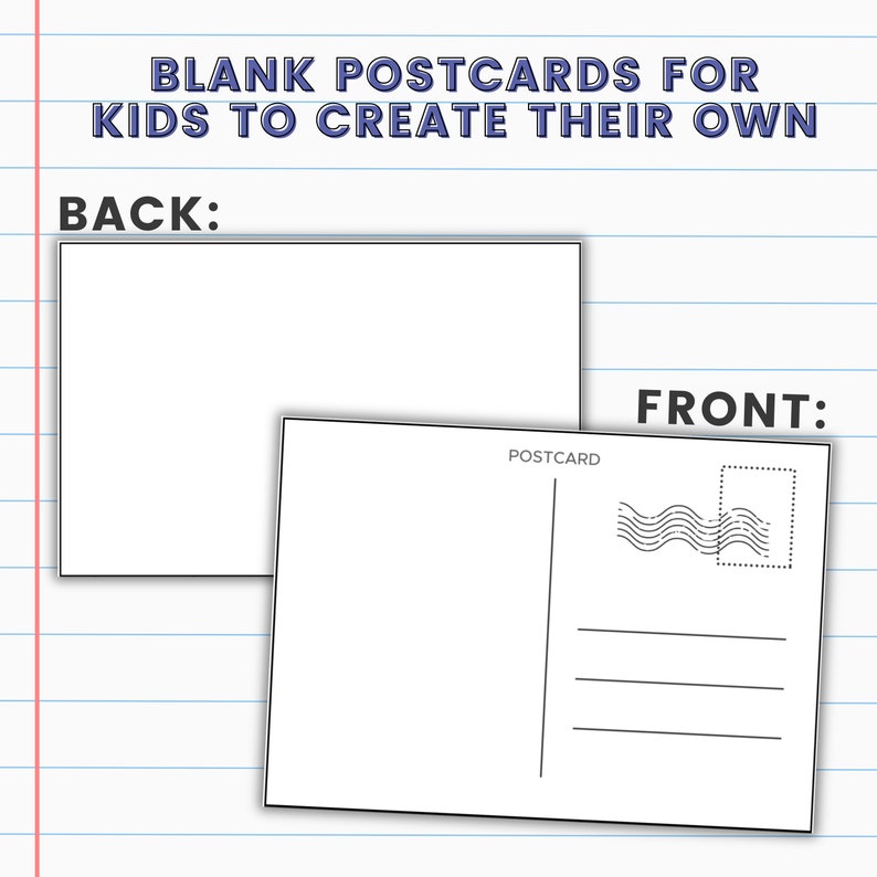 Color-in Postcards & Blank Cards - PDF Printable Files, Instant ...