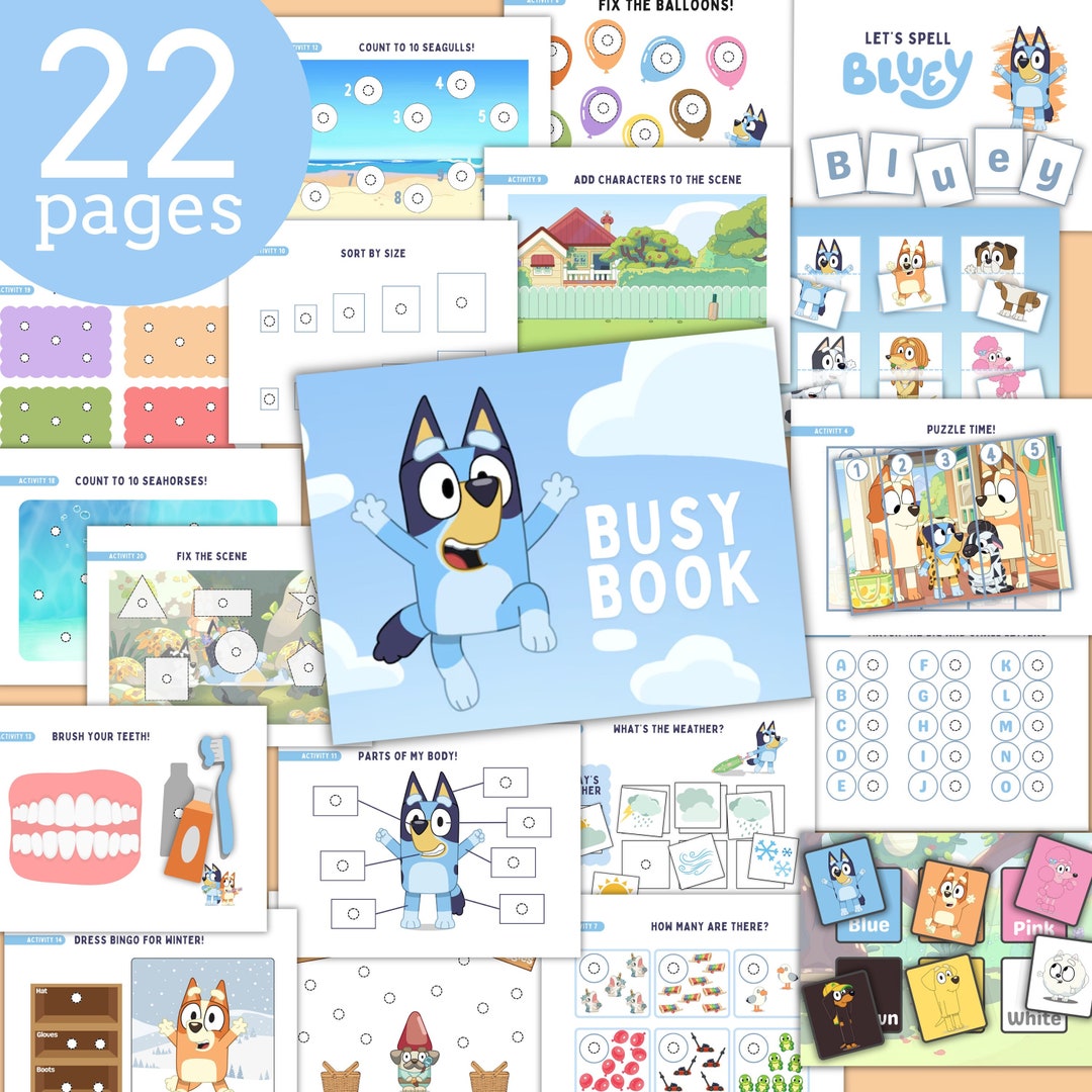 Bluey Busy Book & Activities for Preschool, Kinder, or Early Elementary ...