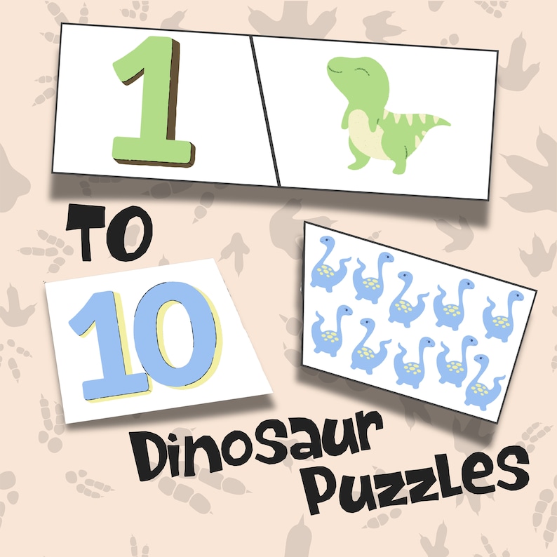 10 Dinosaur Number Puzzles PDF Printable Files Instant Download - Etsy