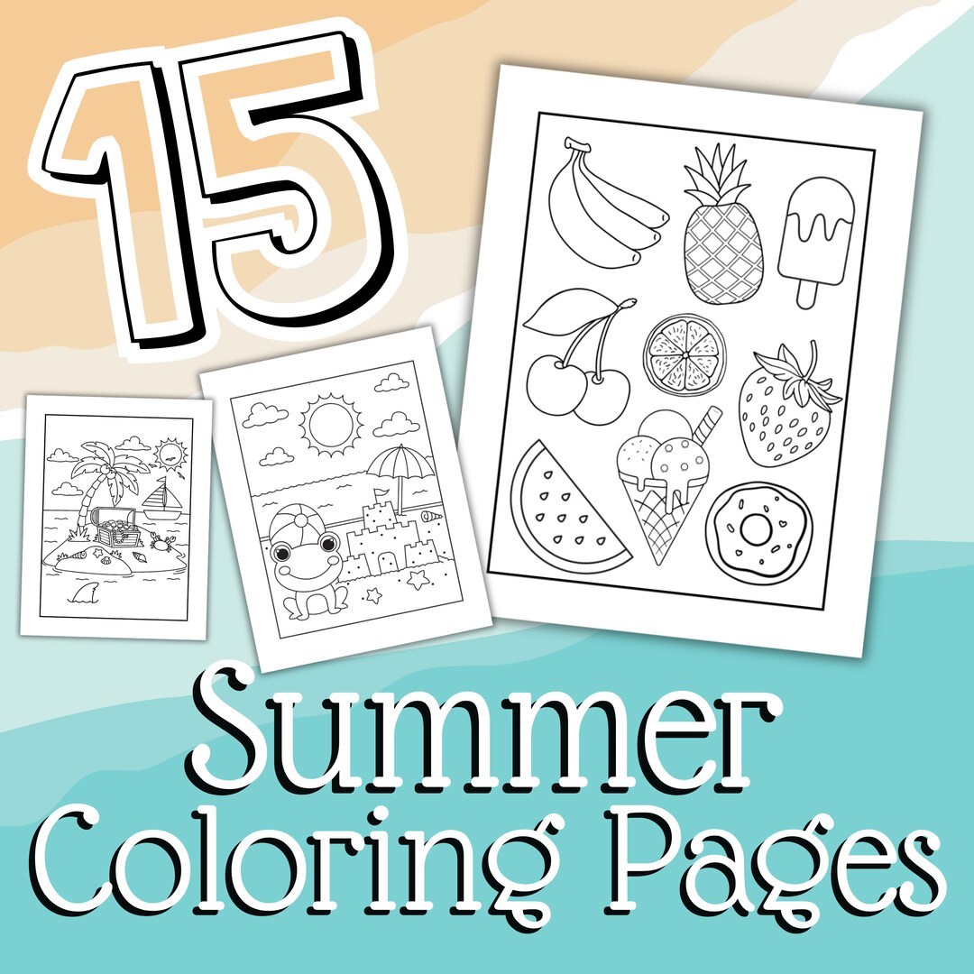 Summer Coloring Pages - PDF Printable File Download - Etsy