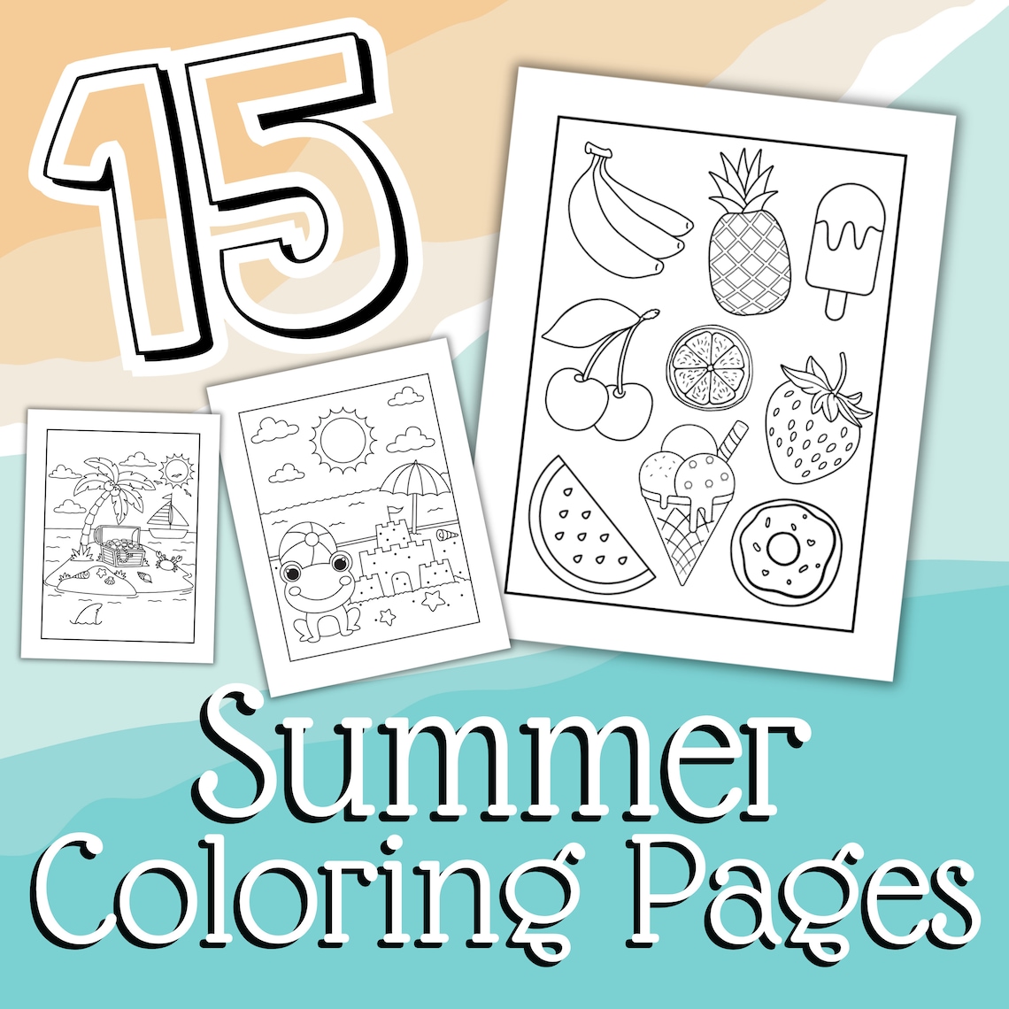 Summer Coloring Pages - PDF Printable File Download - Etsy