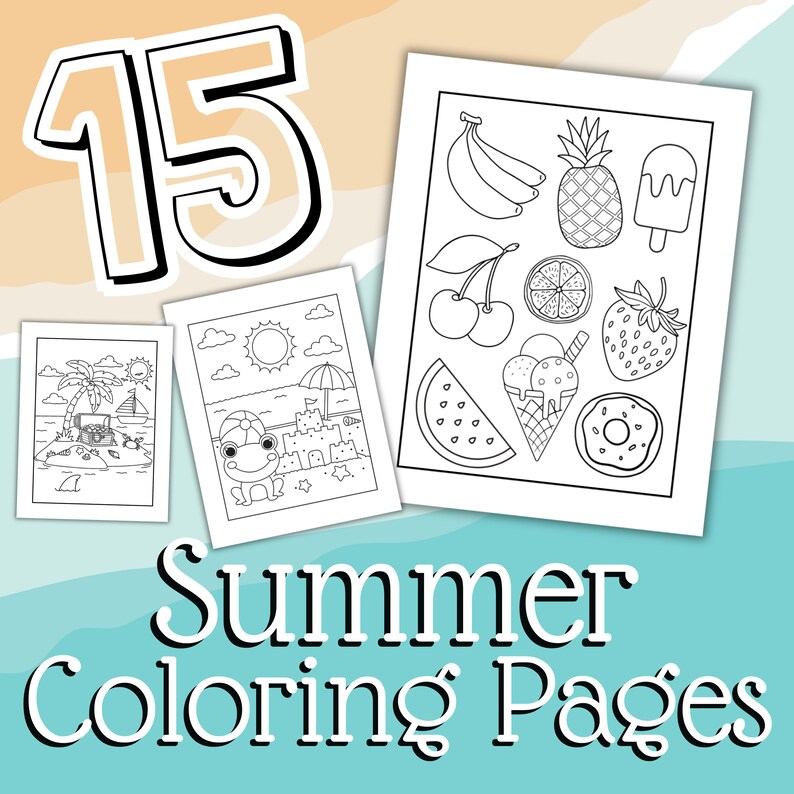 Summer Coloring Pages - PDF Printable File Download - Etsy