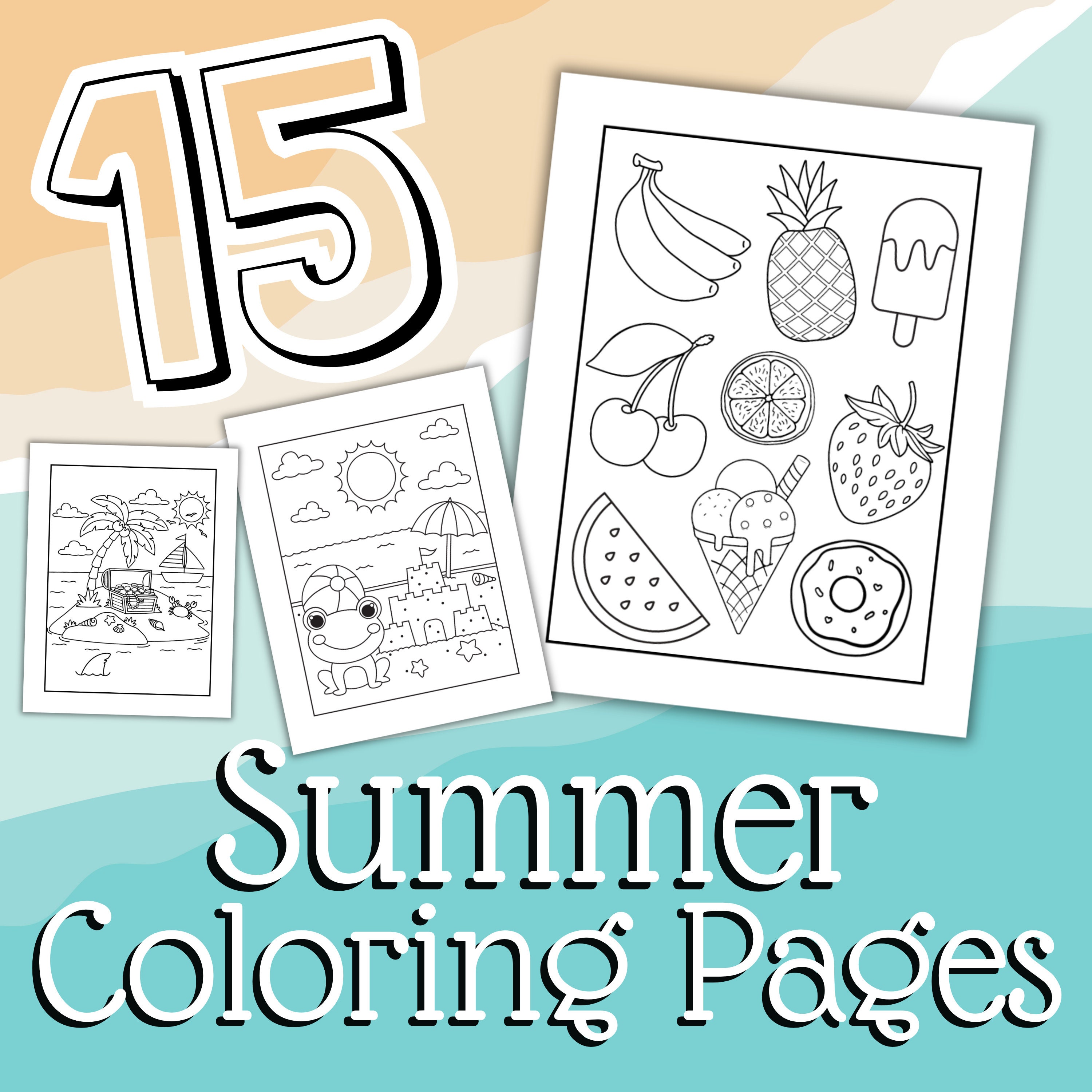 Summer Coloring Pages - PDF Printable File Download - Etsy