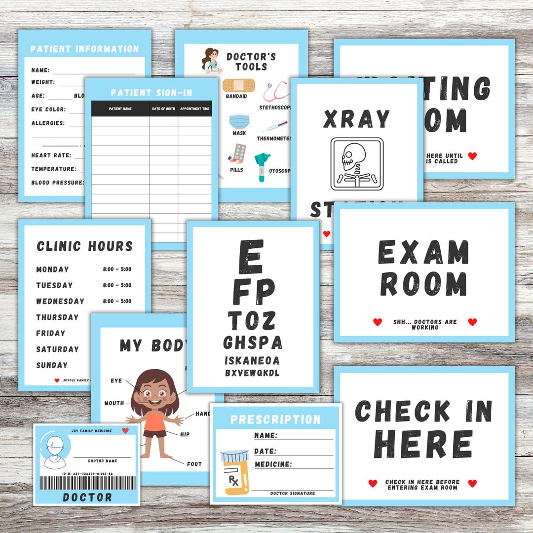 Doctor's Office Posters & Roleplay Printables for Dramatic Play Area ...
