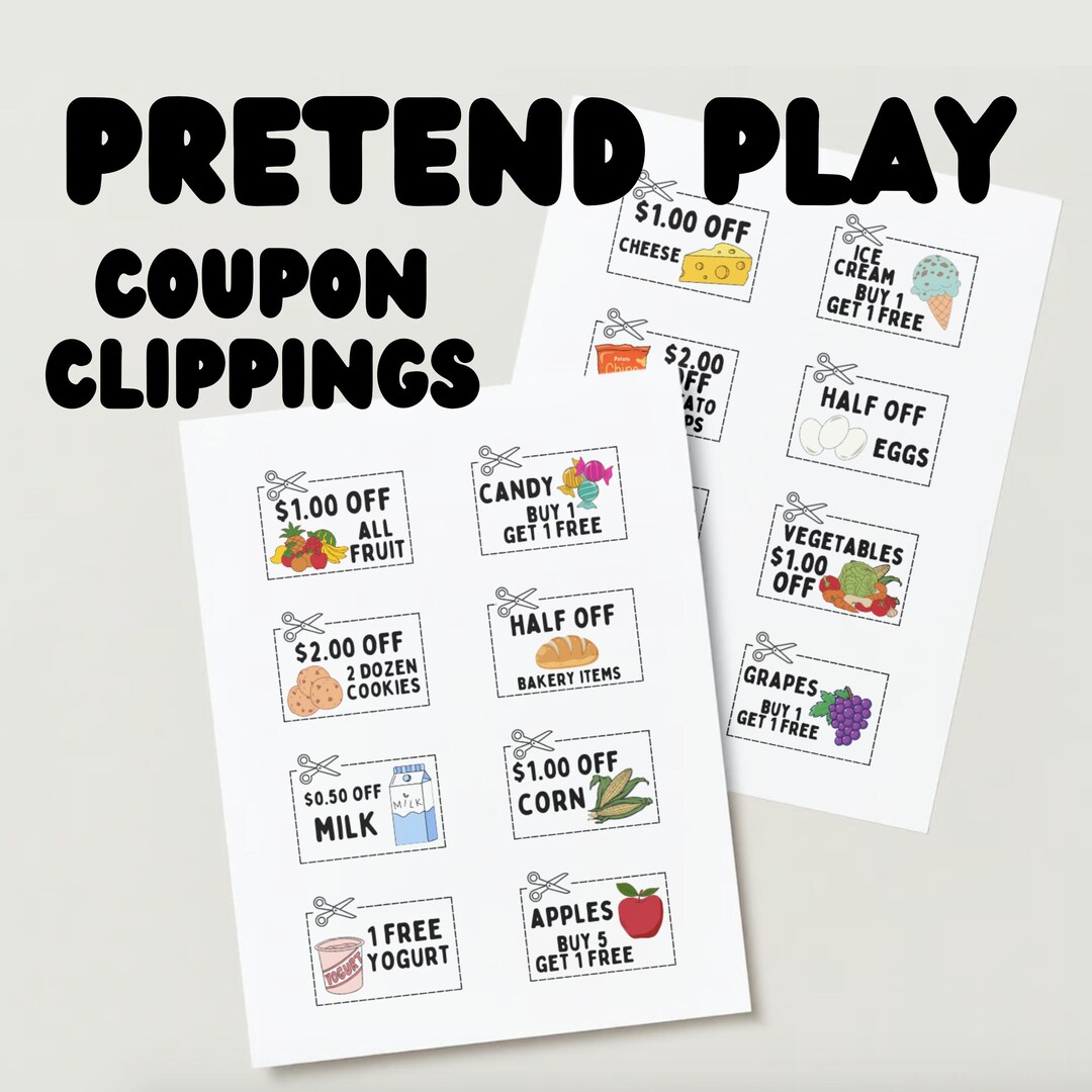 Coupon Clippings for Kid's Pretend Play Wallet or Purse PDF Printable ...