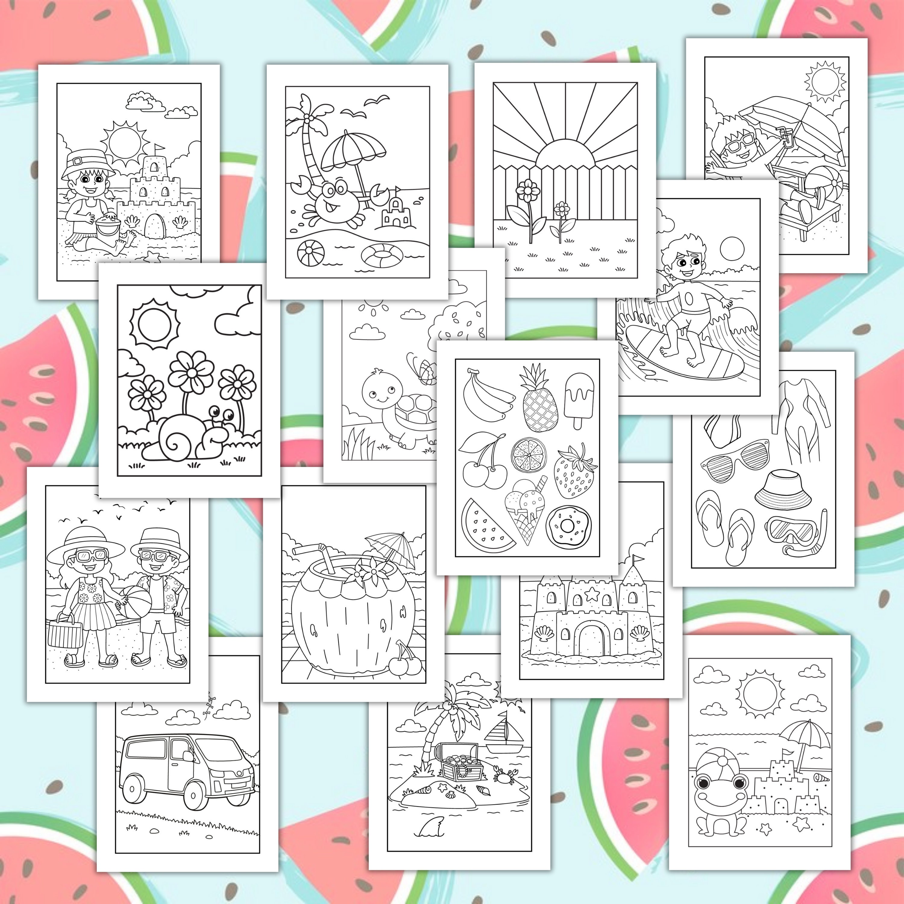 Summer Coloring Pages - PDF Printable File Download - Etsy