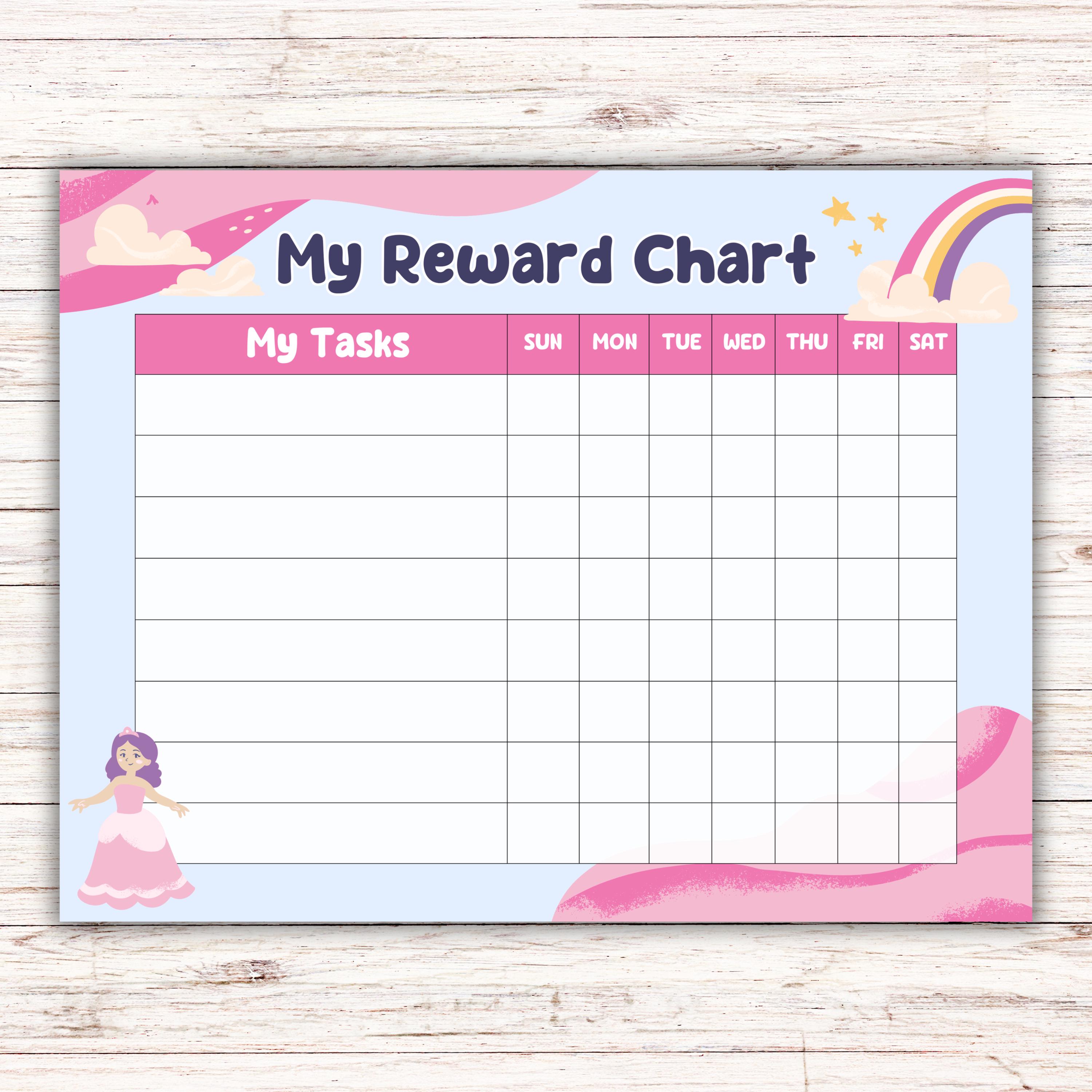 Princess Reward Chart PDF Printable File - Preschool, Kindergarten ...