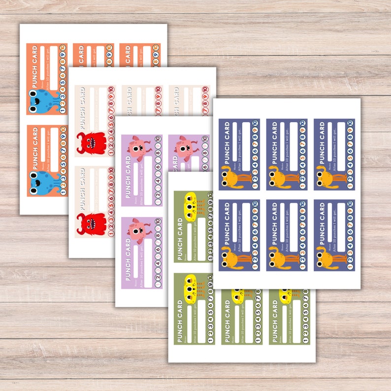 Monster Punch Cards - Reward System for Kids; PDF Printable File - Etsy