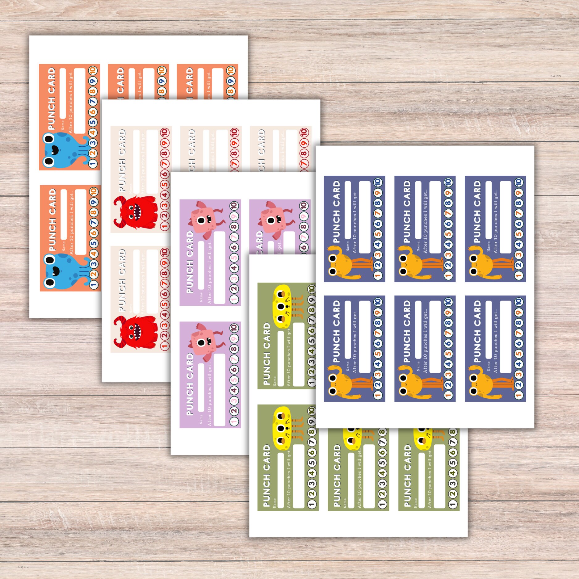 Monster Punch Cards - Reward System for Kids; PDF Printable File - Etsy