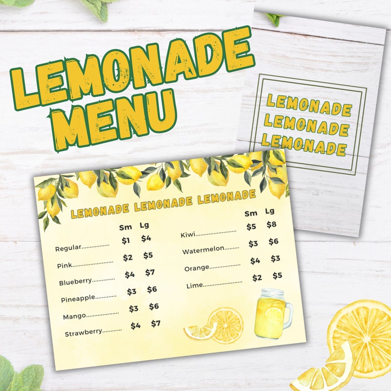 Lemonade Stand Price List - Etsy