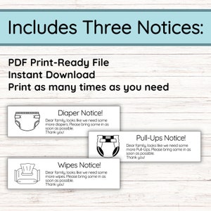 Childcare Diaper, Wipes, and Pull-up Notices for Your Classroom - Note ...