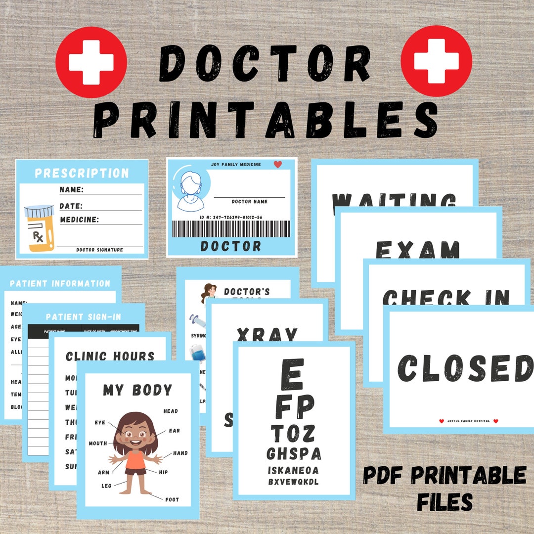 Doctor's Office Printables for Dramatic Play Area PDF Files, Instant ...