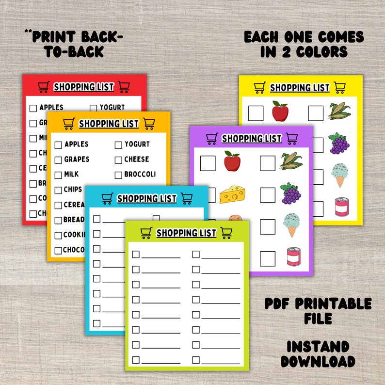 Shopping Lists for Dramatic Play or Lesson Plans; Use With Dry Erase ...