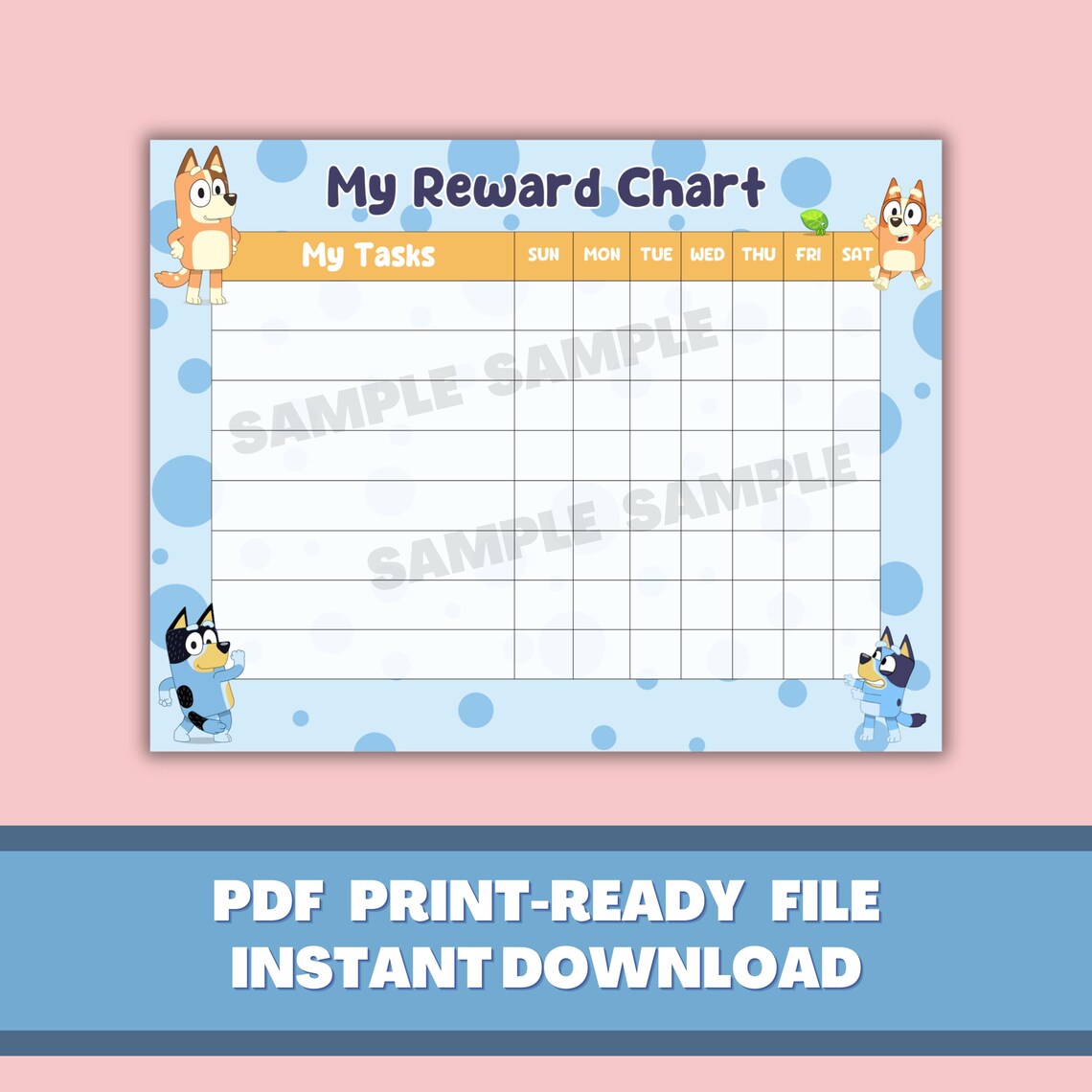 Bluey Reward Chart PDF Printable File - Preschool, Kindergarten ...