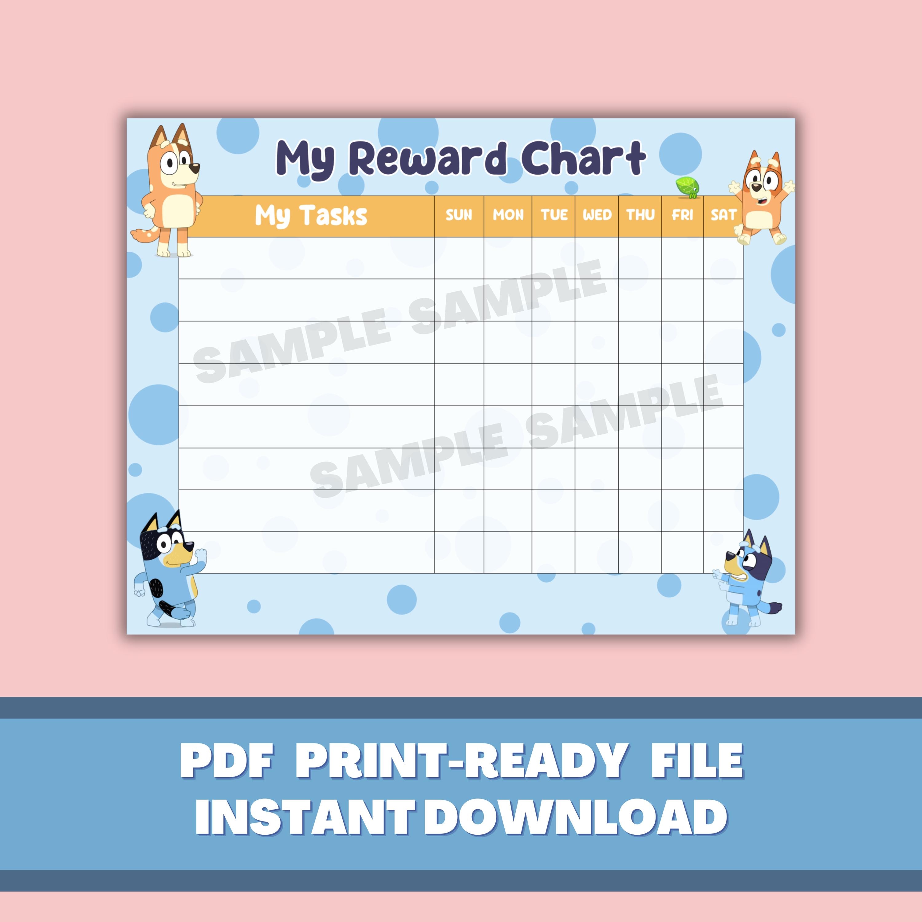 Bluey Reward Chart PDF Printable File - Preschool, Kindergarten ...