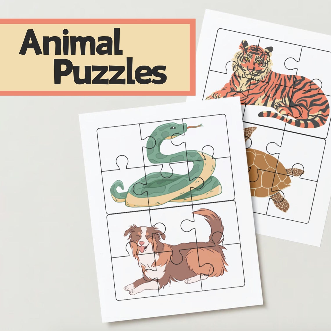 20 Animal Puzzles for Preschool, Kinder, First Grade - PDF Printable ...