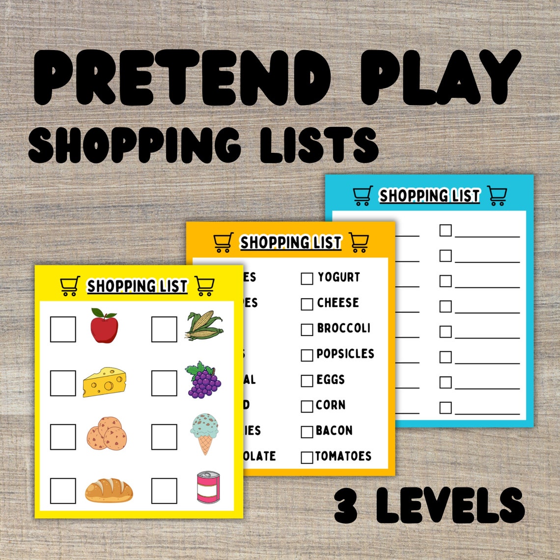 Shopping Lists for Dramatic Play or Lesson Plans Use With Dry Erase ...