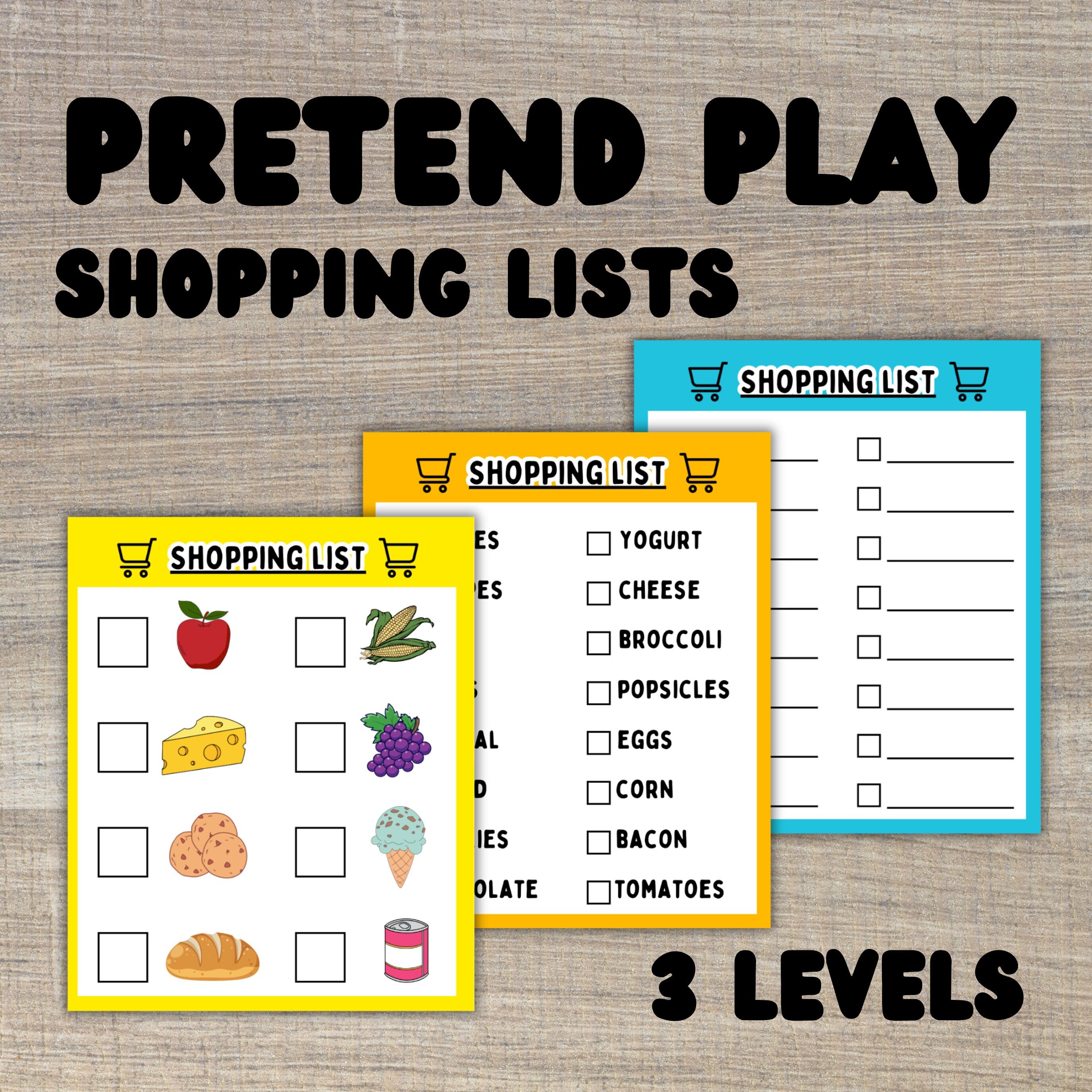 Shopping Lists for Dramatic Play or Lesson Plans; Use With Dry Erase ...