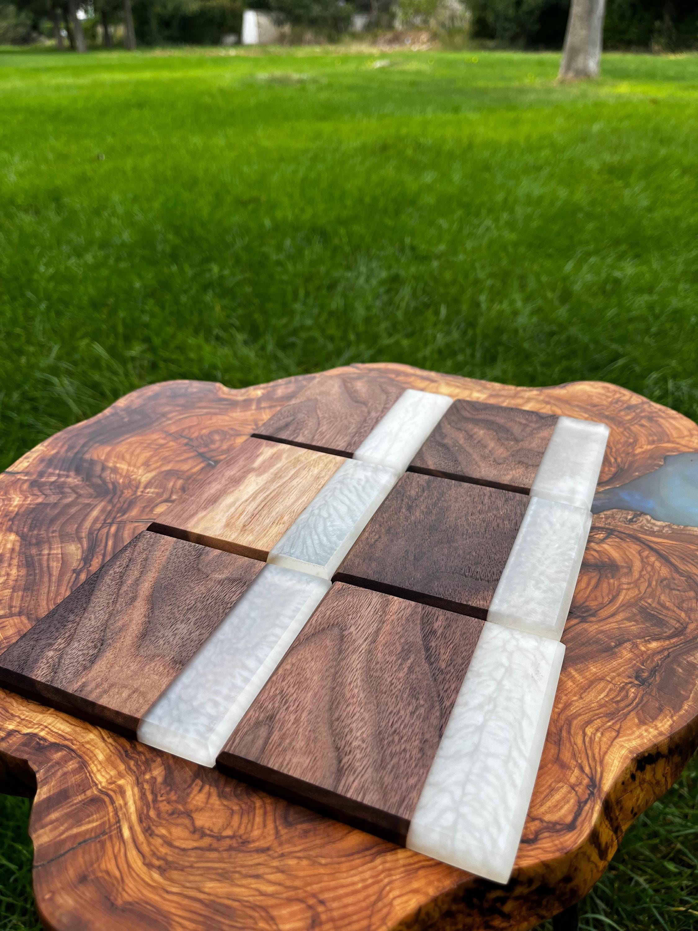 Walnut Epoxy Coaster, Resin Wood Coasters, Wood Coasters, Black ...