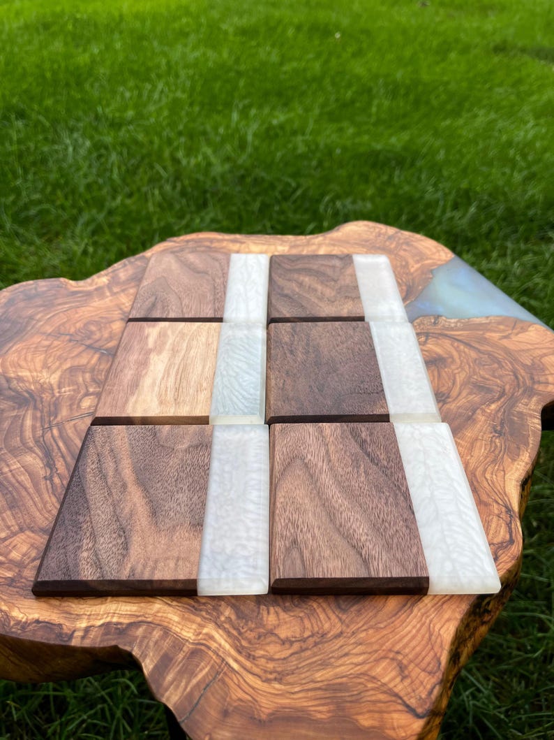 Walnut Epoxy Coaster, Resin Wood Coasters, Wood Coasters, Black ...