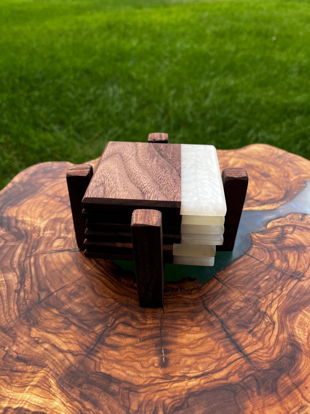 Walnut Epoxy Coaster, Resin Wood Coasters, Wood Coasters, Black ...