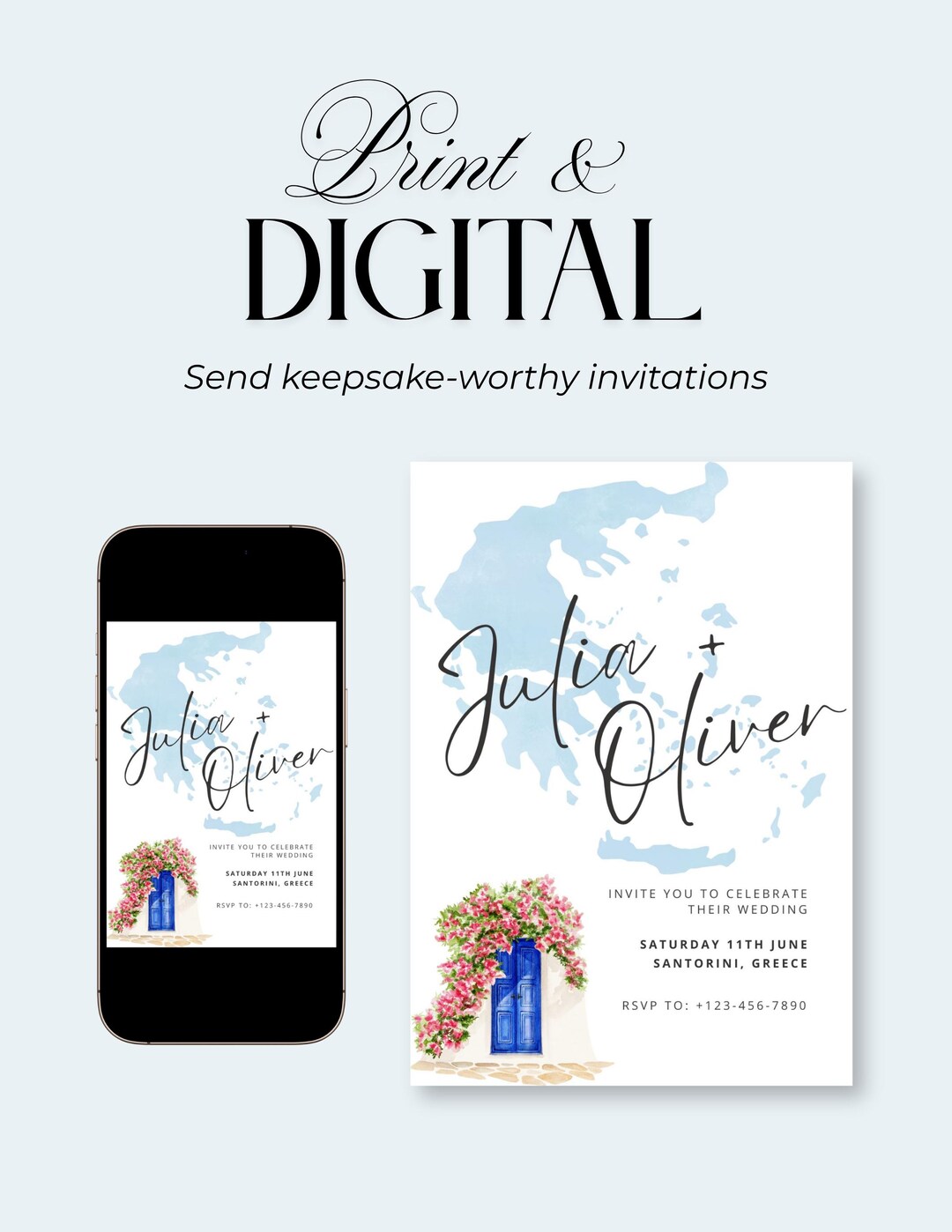 Greek Wedding Invitation Template | Greek Destination Wedding ...