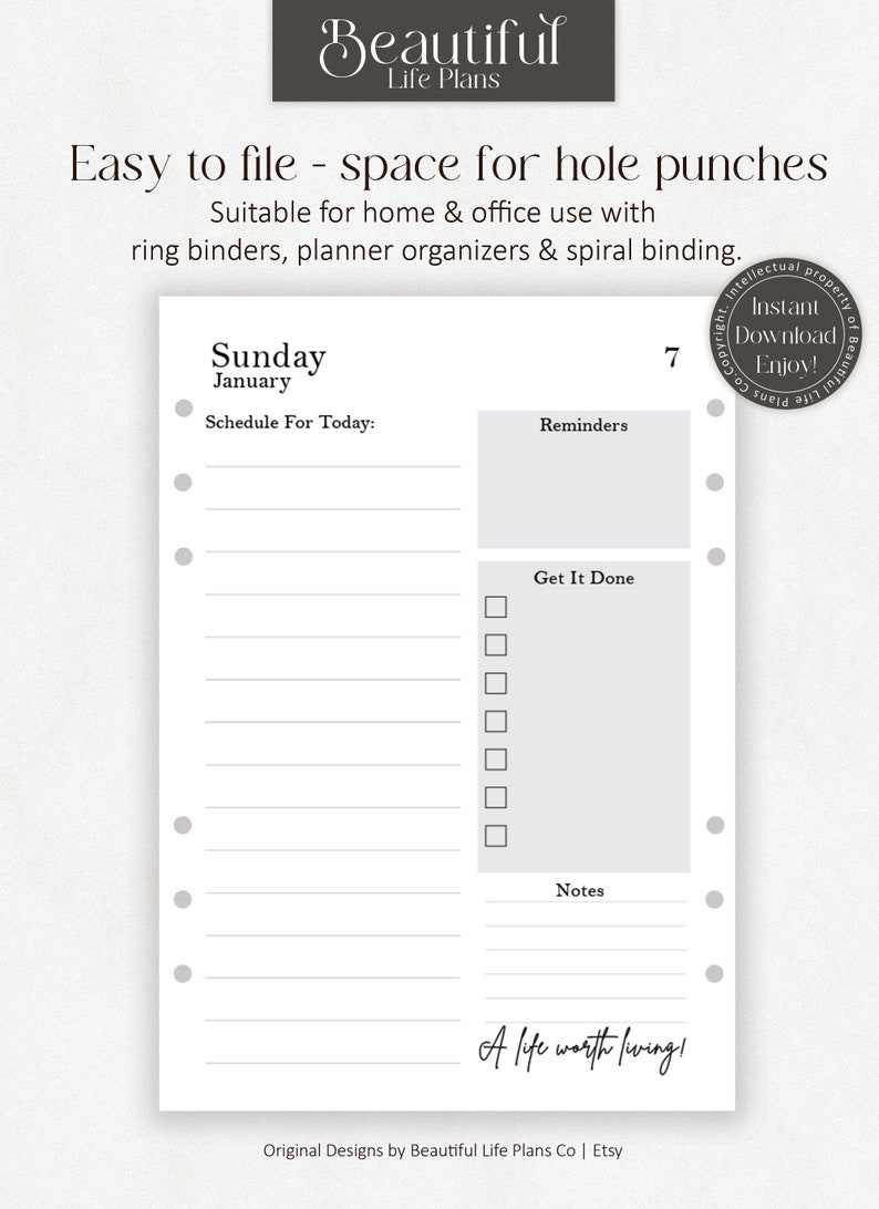 2024 Daily Planner Printable Vertical Planner 2024 Printable 2024 ...